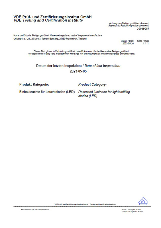 VDE Certification | Unilamp