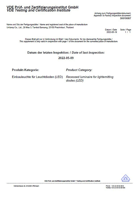 VDE certified factory | Unilamp